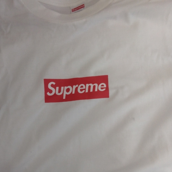 Supreme | Shirts | Supreme White Tshirt With Red Logo | Poshmark